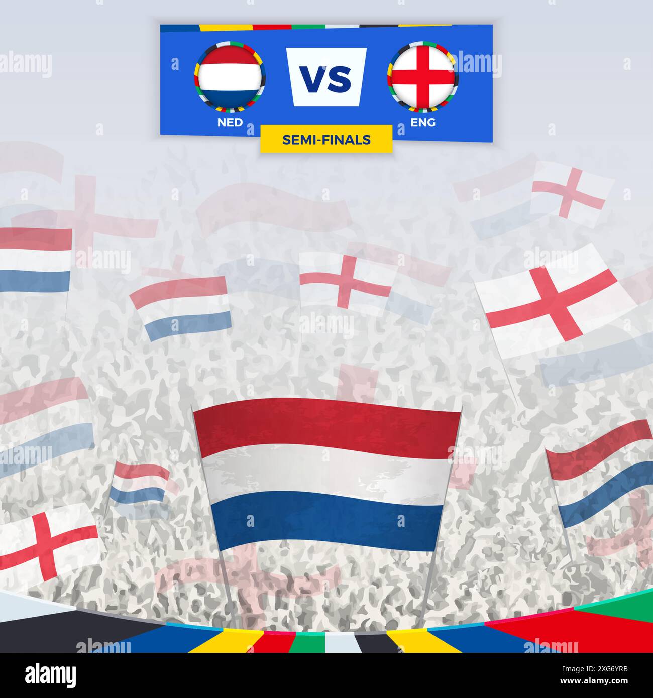 Football fans cheering with flags for the match between Netherlands vs ...