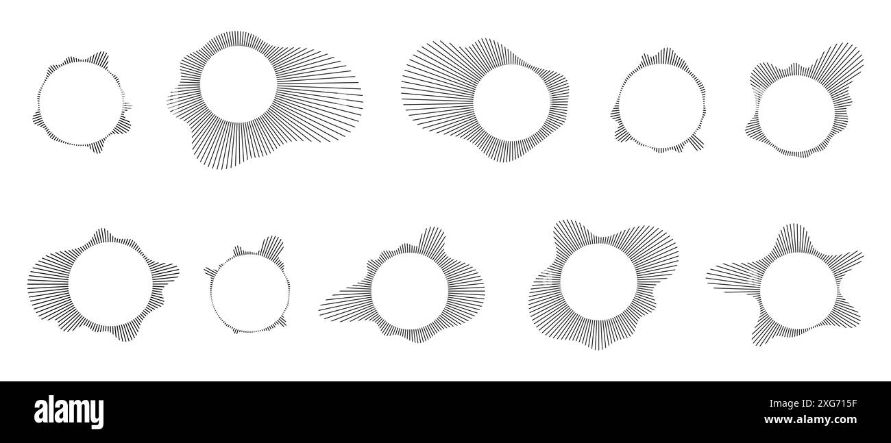 Music equalizer and sound wave. Circular sound waves, depicting audio ...