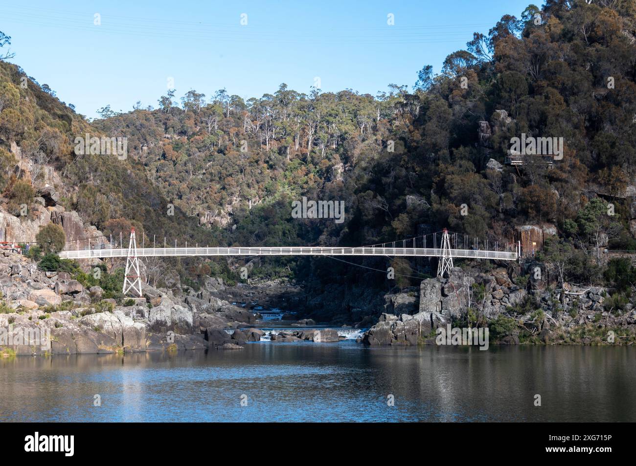 Alexandra suspension footbridge in the Cataract Gorge reserve in ...