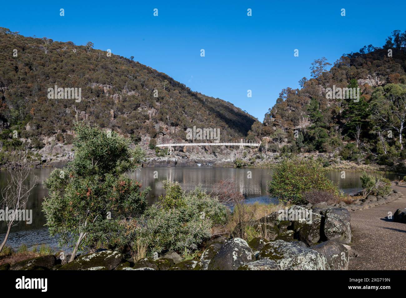 Alexandra suspension footbridge in the Cataract Gorge reserve in ...