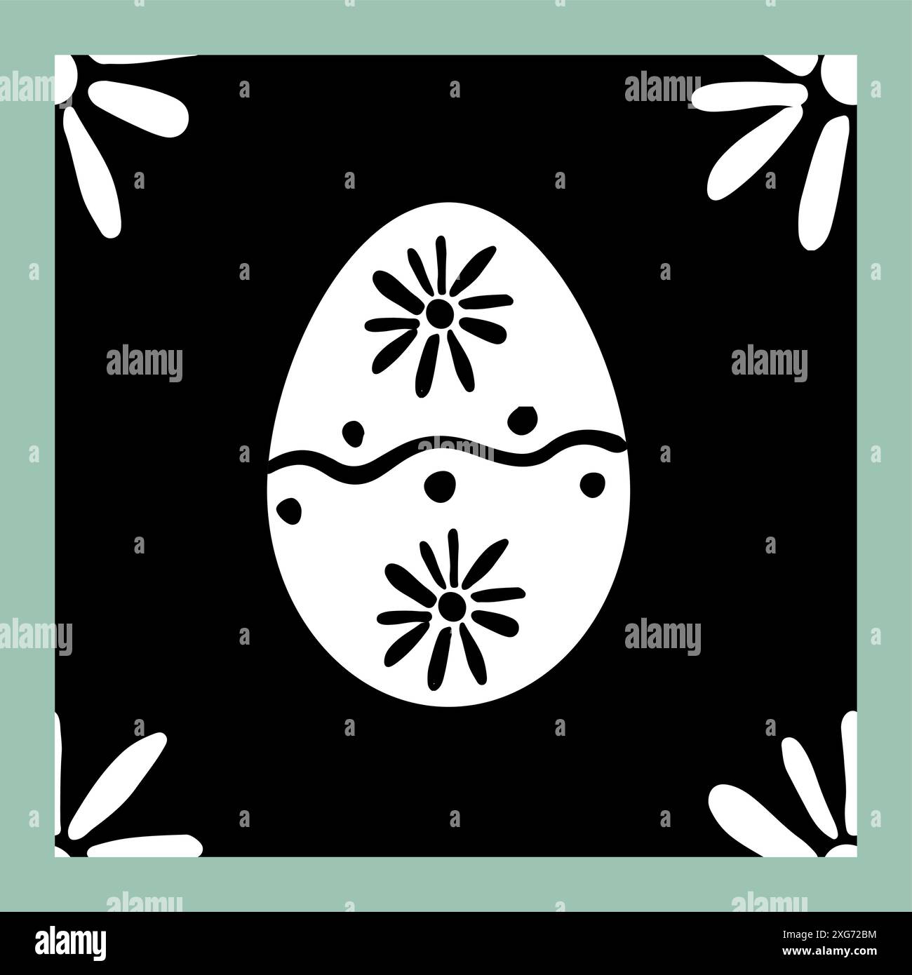 Black and White Happy Easter Linocut Seamless Pattern Stock Vector ...