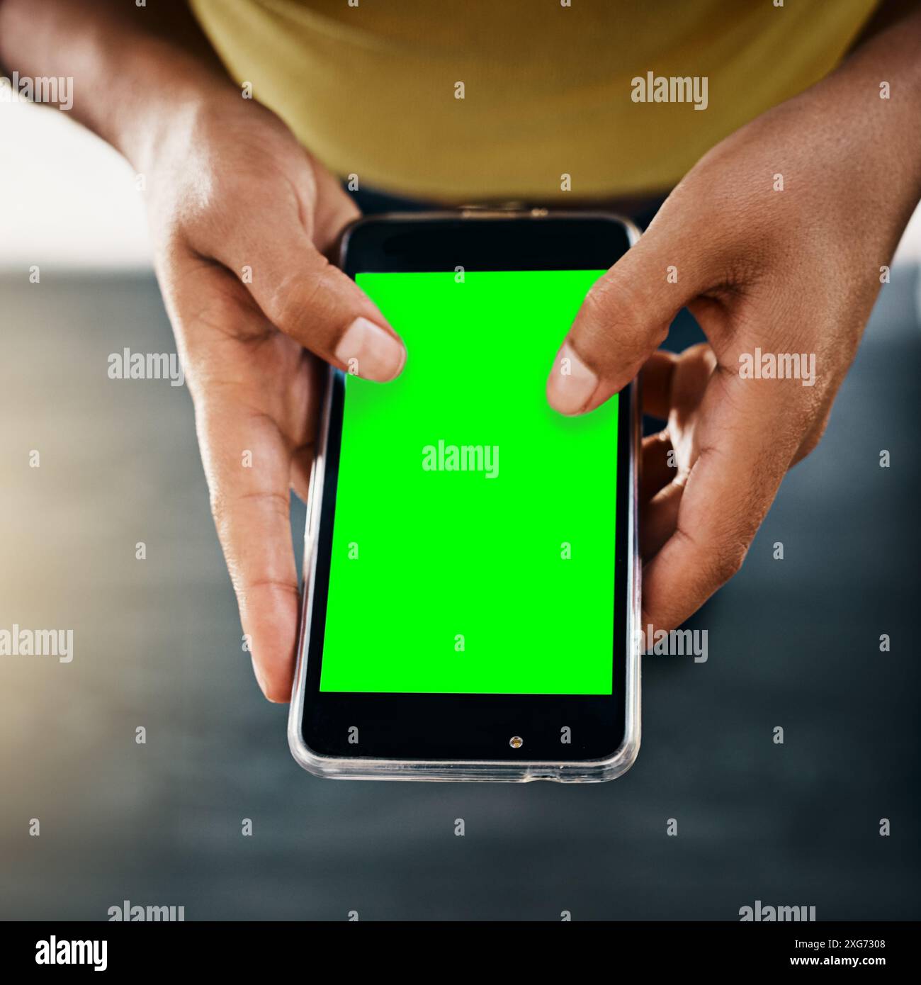 Green screen, hands and online with phone, digital and pre approved ...