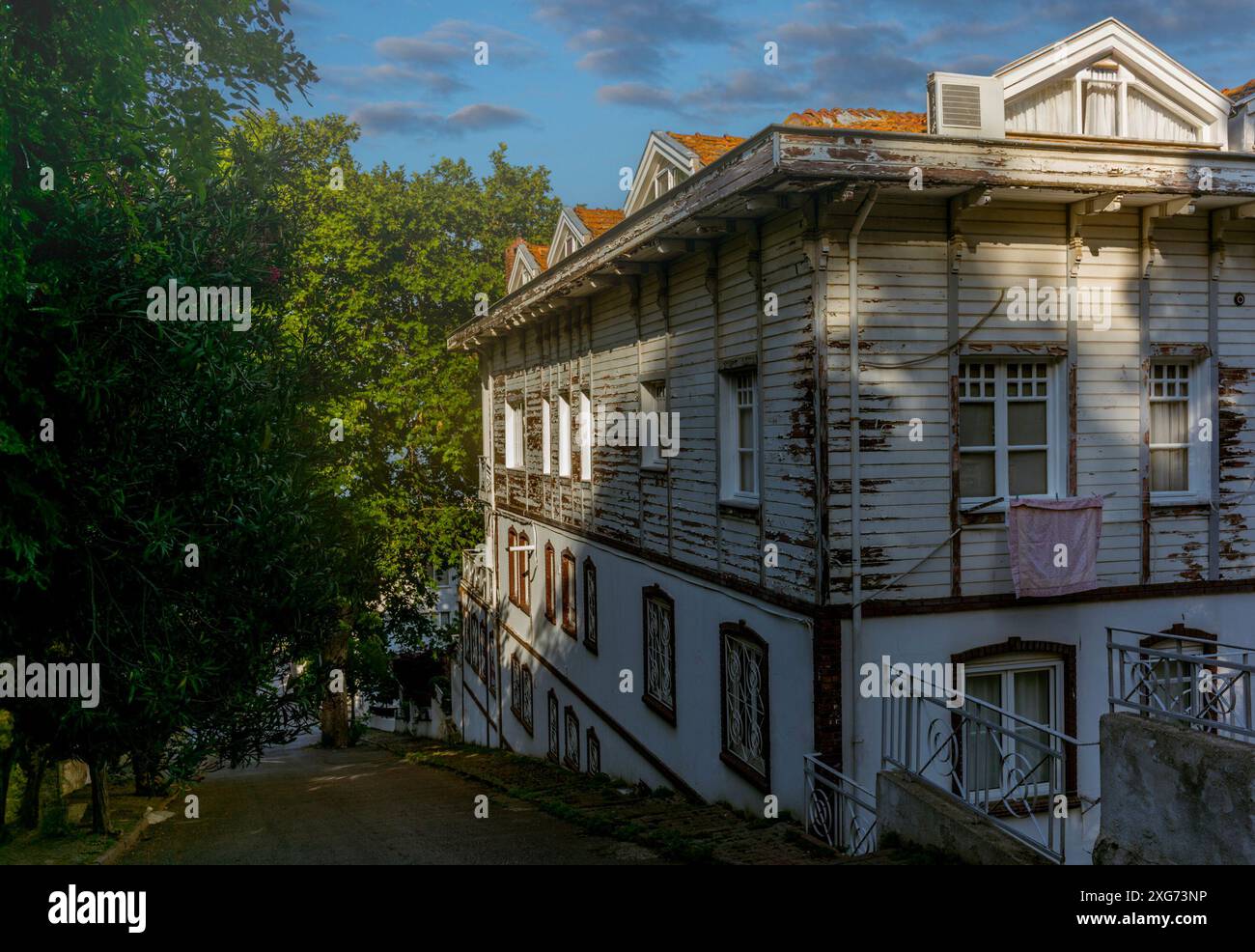 A picturesque tree lined street in Kinaliada near Istanbul Stock Photo ...