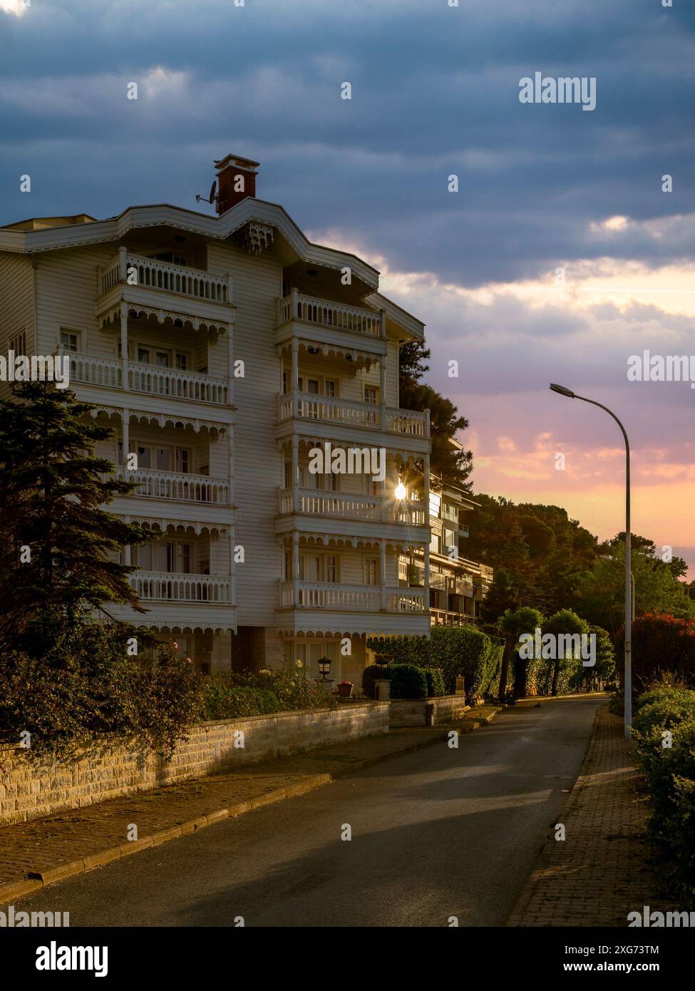 A picturesque tree lined street in Kinaliada near Istanbul Stock Photo ...