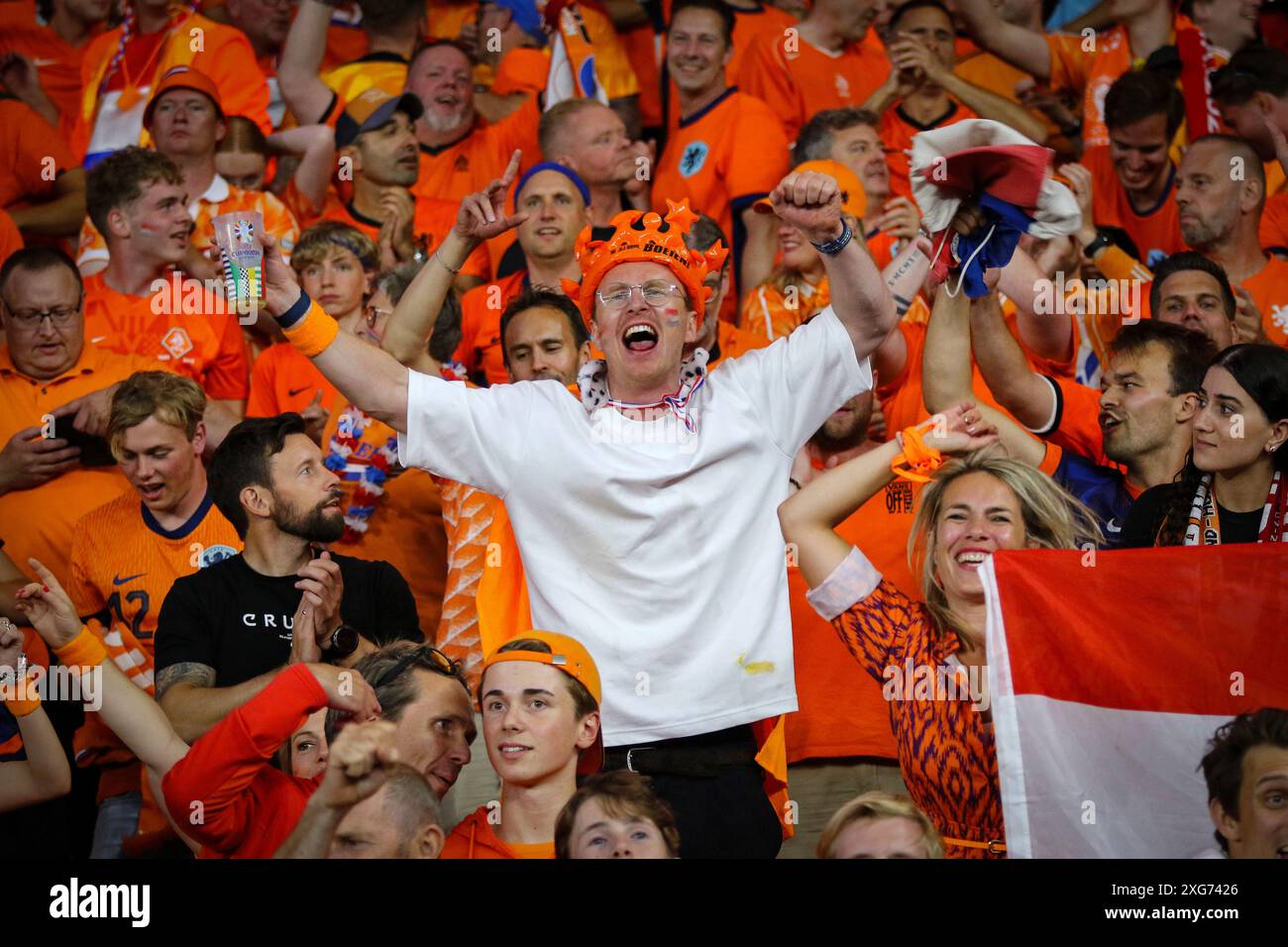 Berlin, Germany. 6th Jul 2024. Dutch supporters show their support ...