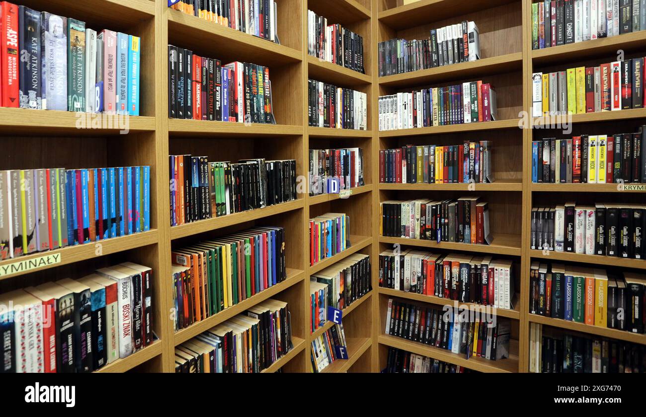 Cracow. Krakow. Poland. Library shelves full of books available to ...