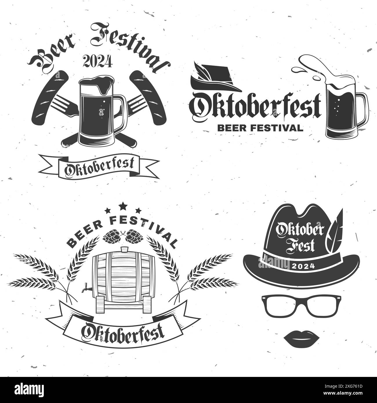 Set of Oktoberfest logos or badges design. Vector. Beer mug with malt ...