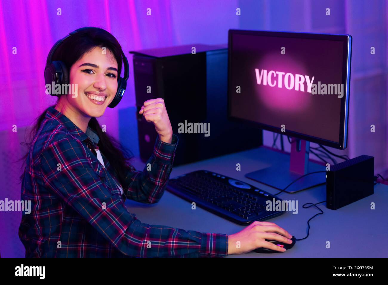 Excited Gamer Celebrating Victory After Gaming Session at Computer ...