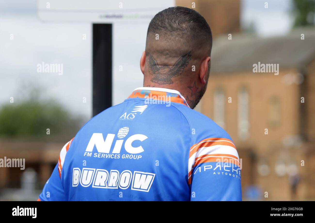 A mourner in a Rob Burrow strip at Pontefract Crematorium, West ...