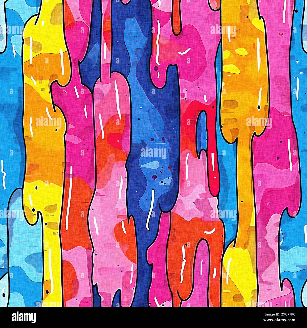 Fun dripping paint effect digital pattern with whimsical ink splodge ...