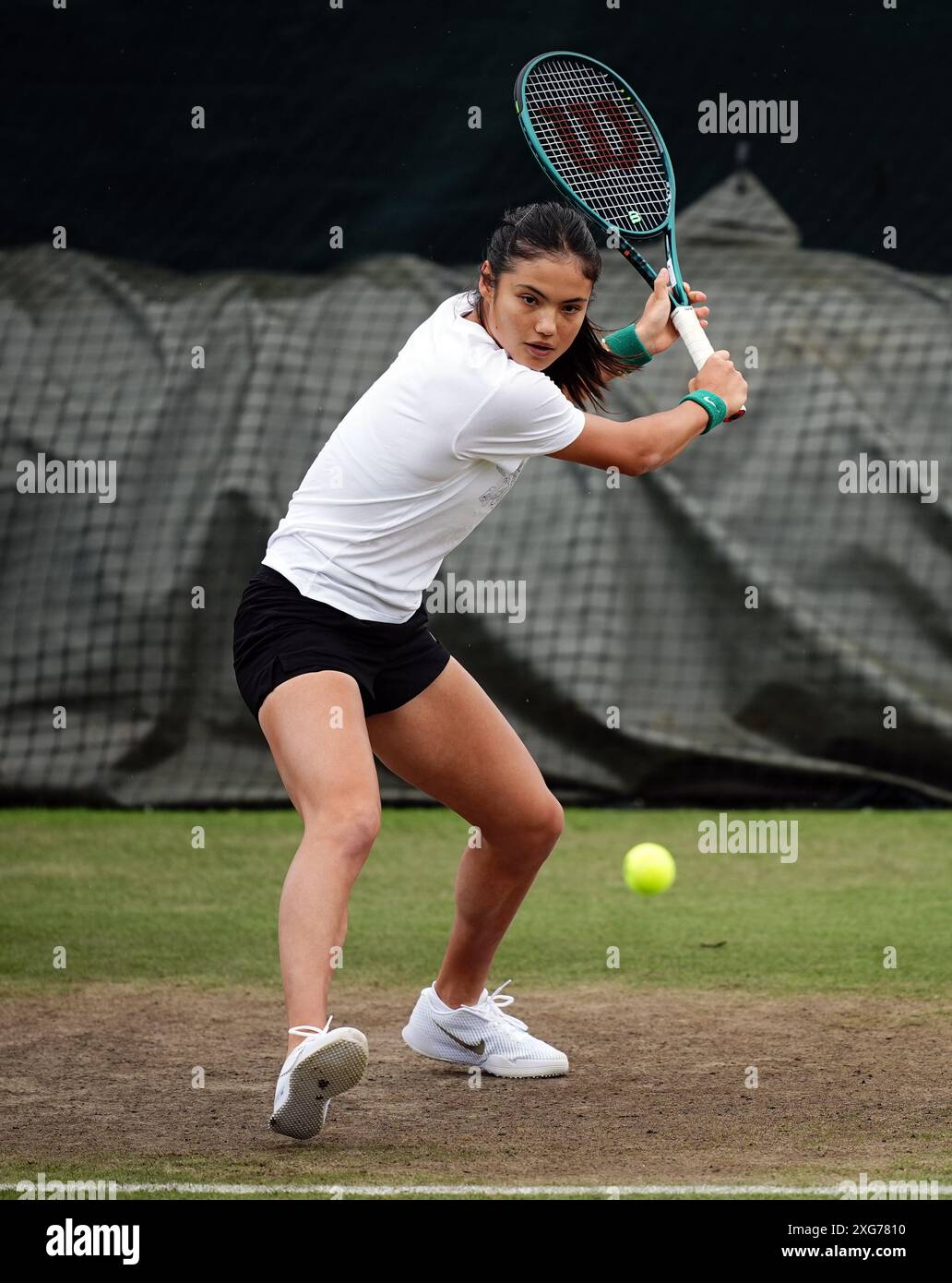 Emma Raducanu during a training session on day seven of the 2024 ...