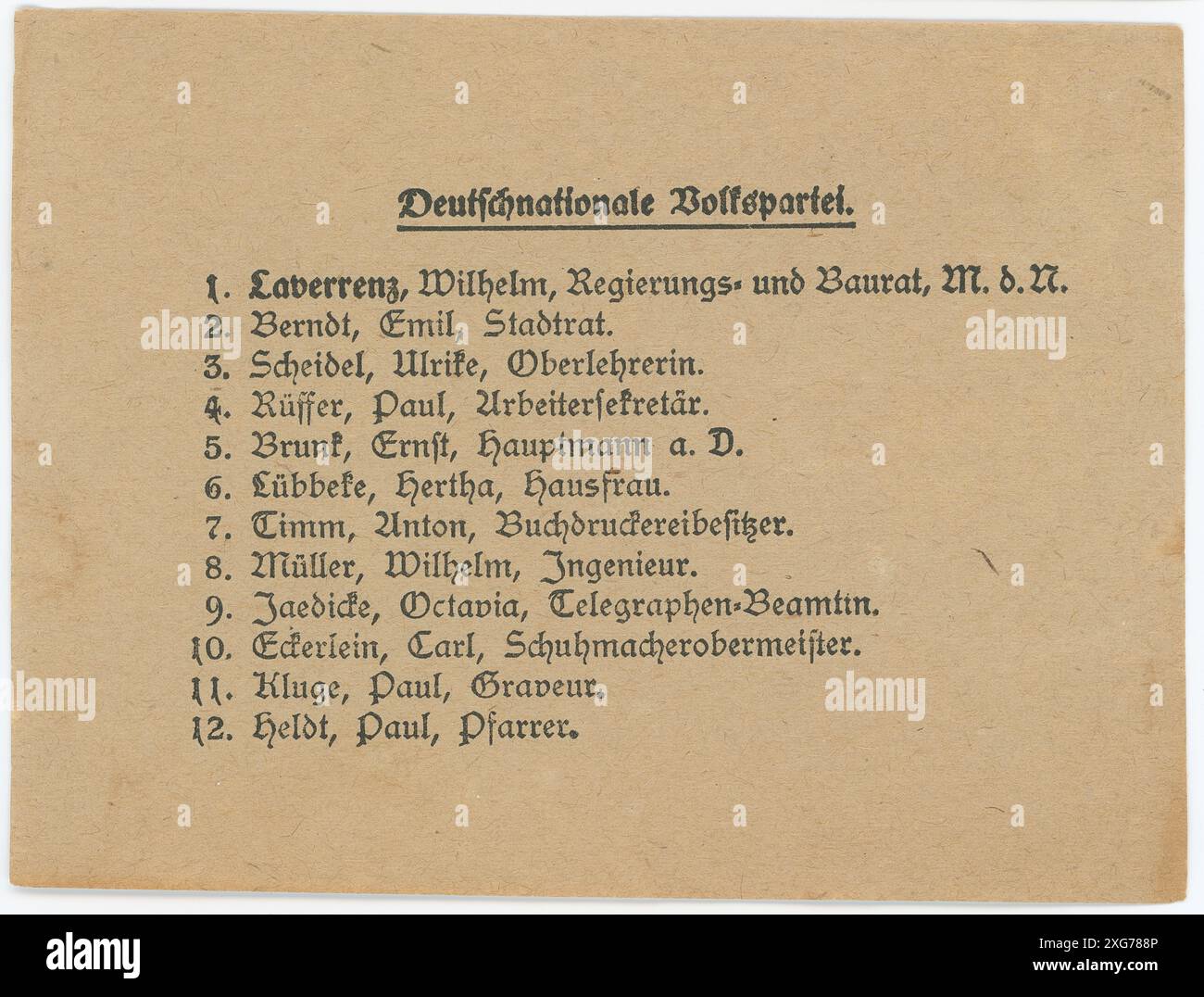 Wahlzettel reichstagswahl hi-res stock photography and images - Alamy