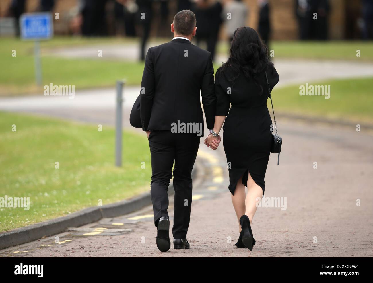 Kevin Sinfield and Jayne Sinfield arrive at Pontefract Crematorium ...