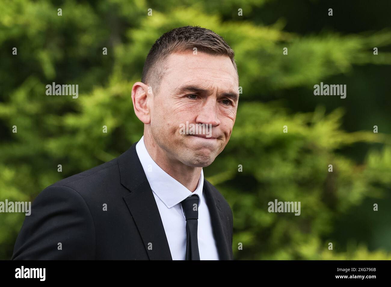 Kevin Sinfield arrives during Rob CBE Burrow Funeral at Pontefract ...