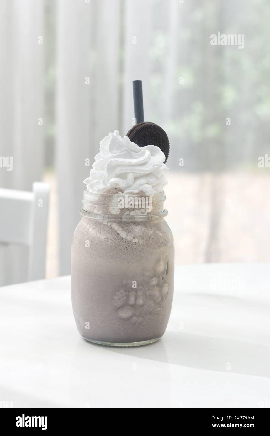 Chocolate indulgent extreme milkshake with brownie cake, marshmallow ...