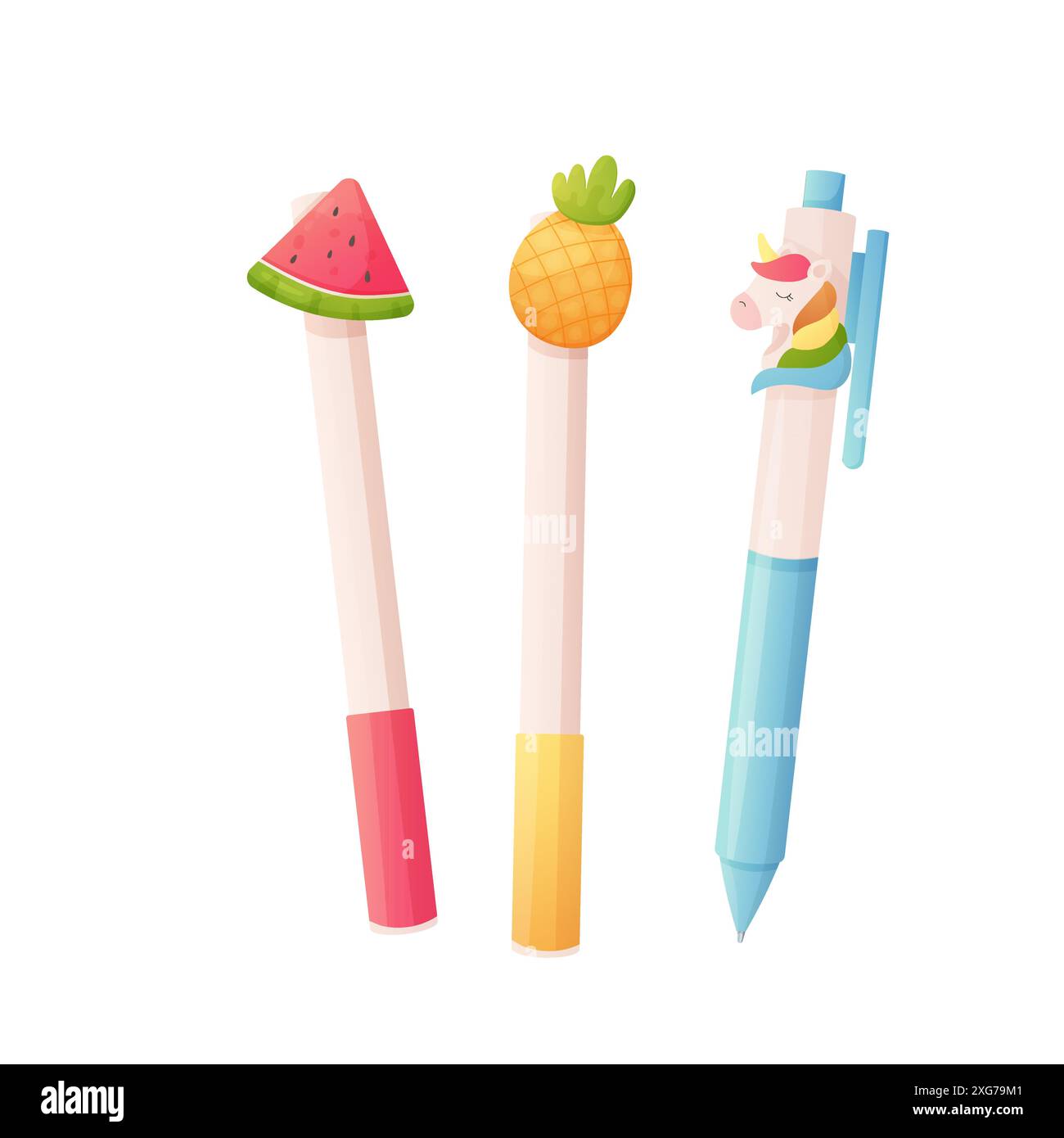 Children's pens, stationery for school, with unicorn, watermelon and ...