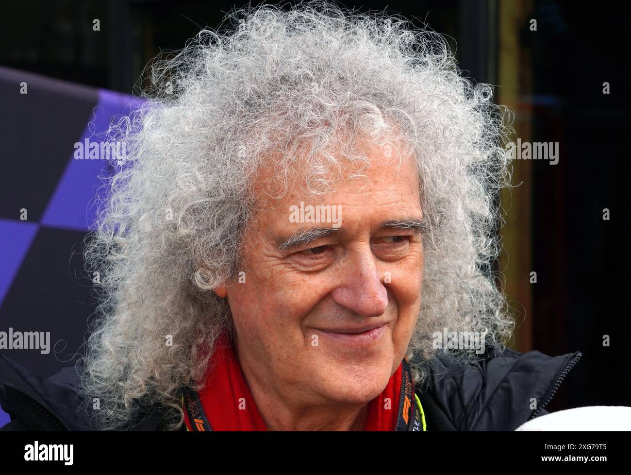 Brian May ahead of the race at Silverstone Circuit, Northamptonshire ...