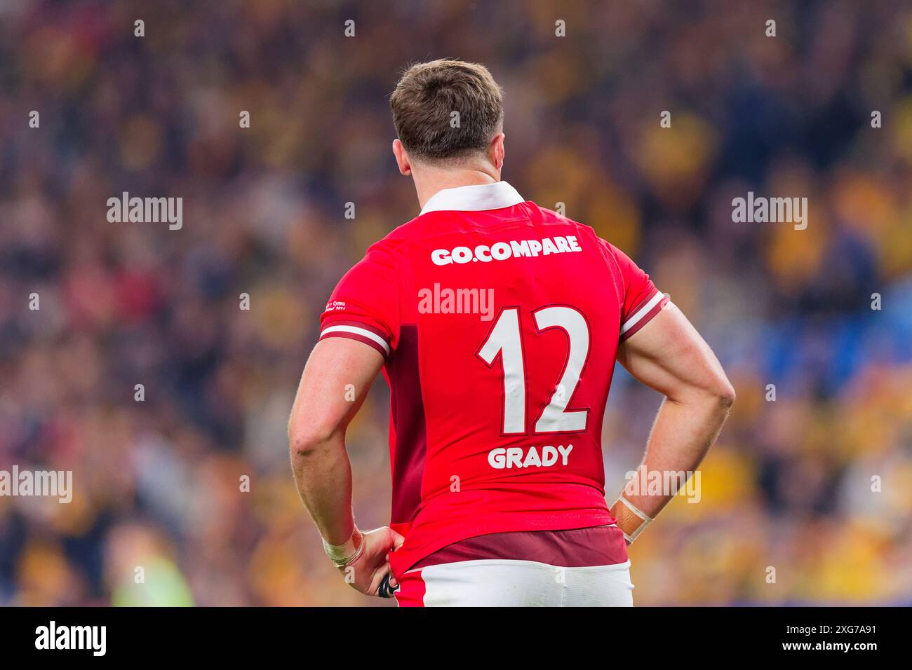 Mason Grady of Wales looks on during the Men's Rugby International Test ...