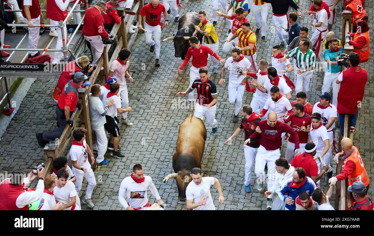 Pamplona, Navarra, Spain. , . Fiestas. Sanfermines. Primer encierro de ...