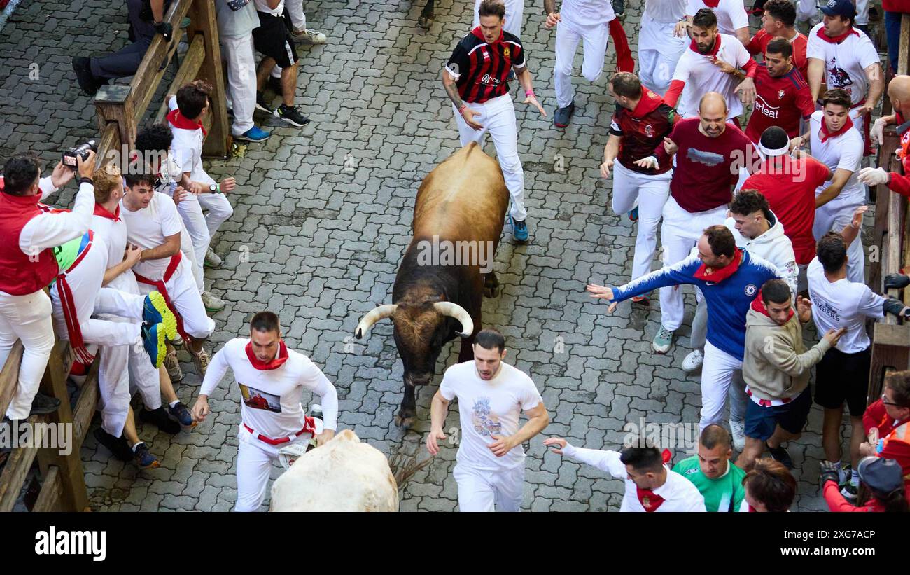 Pamplona, Navarra, Spain. , . Fiestas. Sanfermines. Primer encierro de ...