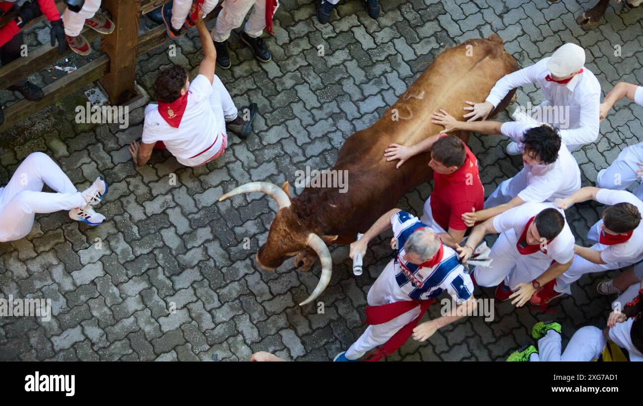 Pamplona, Navarra, Spain. , . Fiestas. Sanfermines. Primer encierro de ...