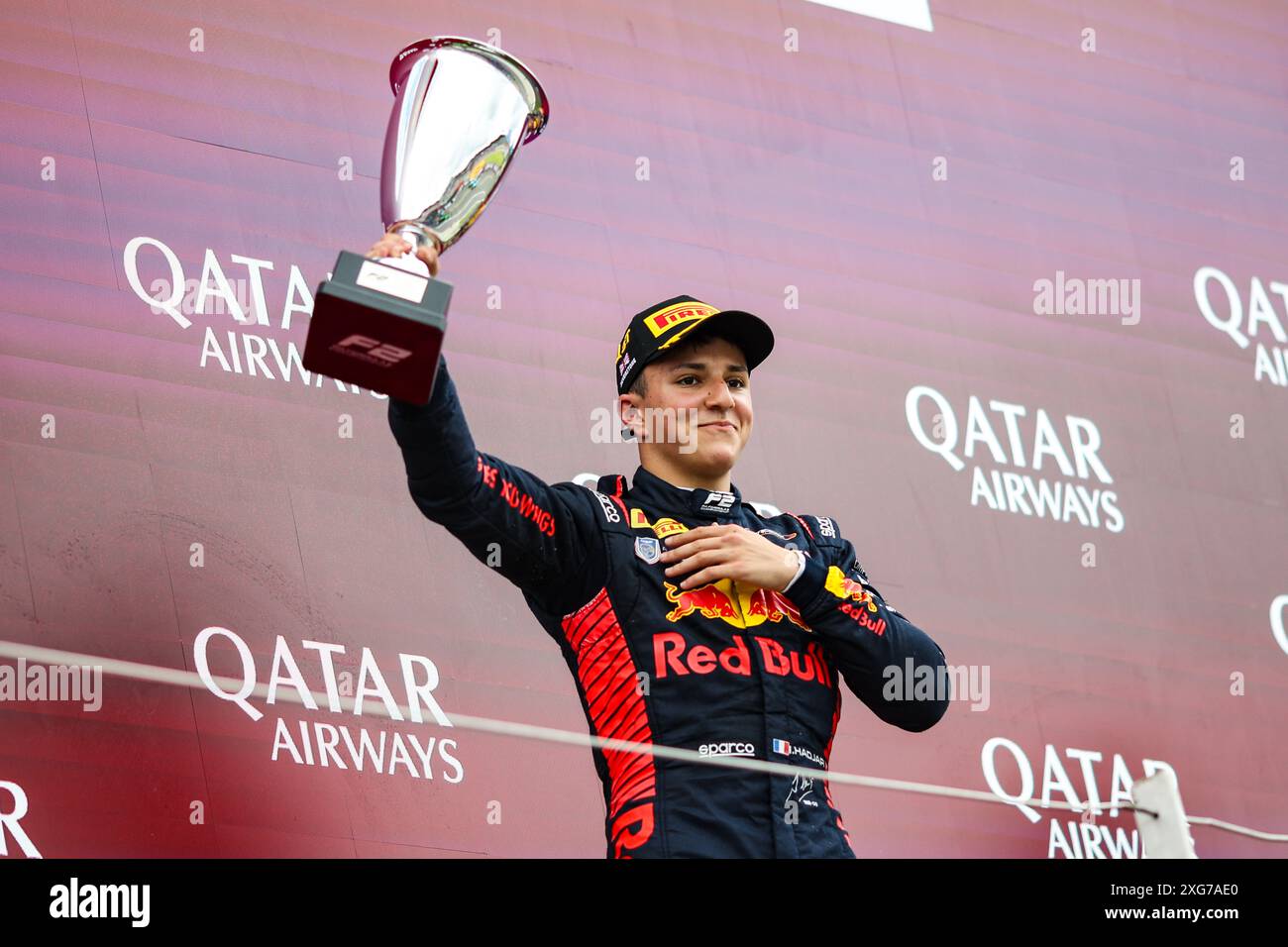 HADJAR Isack (fra), Campos Racing, Dallara F2 2024, portrait podium ...
