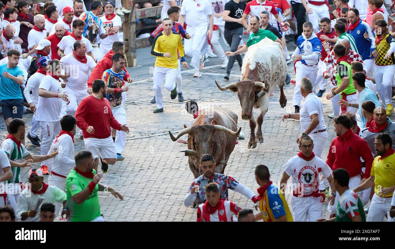Pamplona, Navarra, Spain. , . Fiestas. Sanfermines. Primer encierro de ...