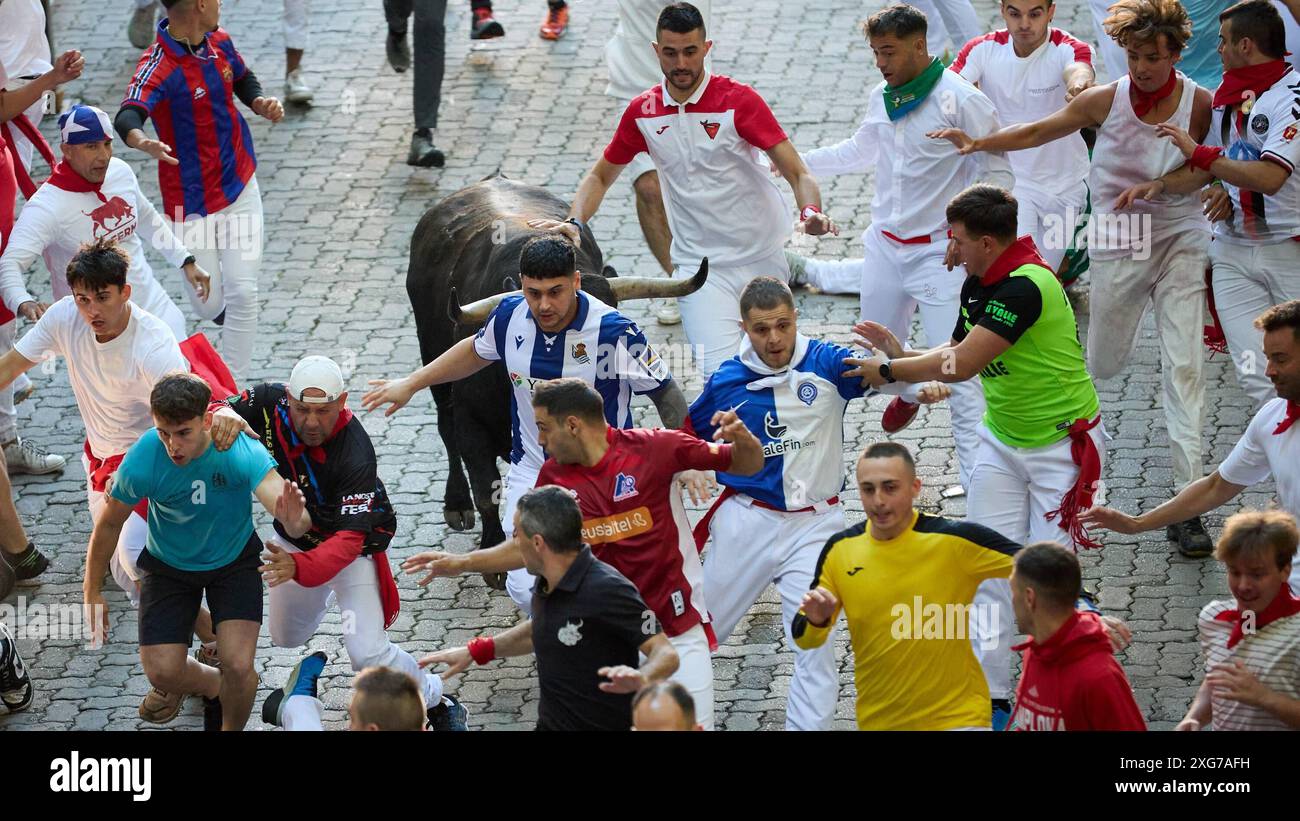 Pamplona, Navarra, Spain. , . Fiestas. Sanfermines. Primer encierro de ...