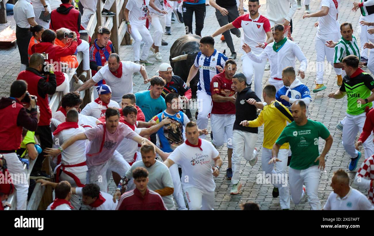 Pamplona, Navarra, Spain. , . Fiestas. Sanfermines. Primer encierro de ...
