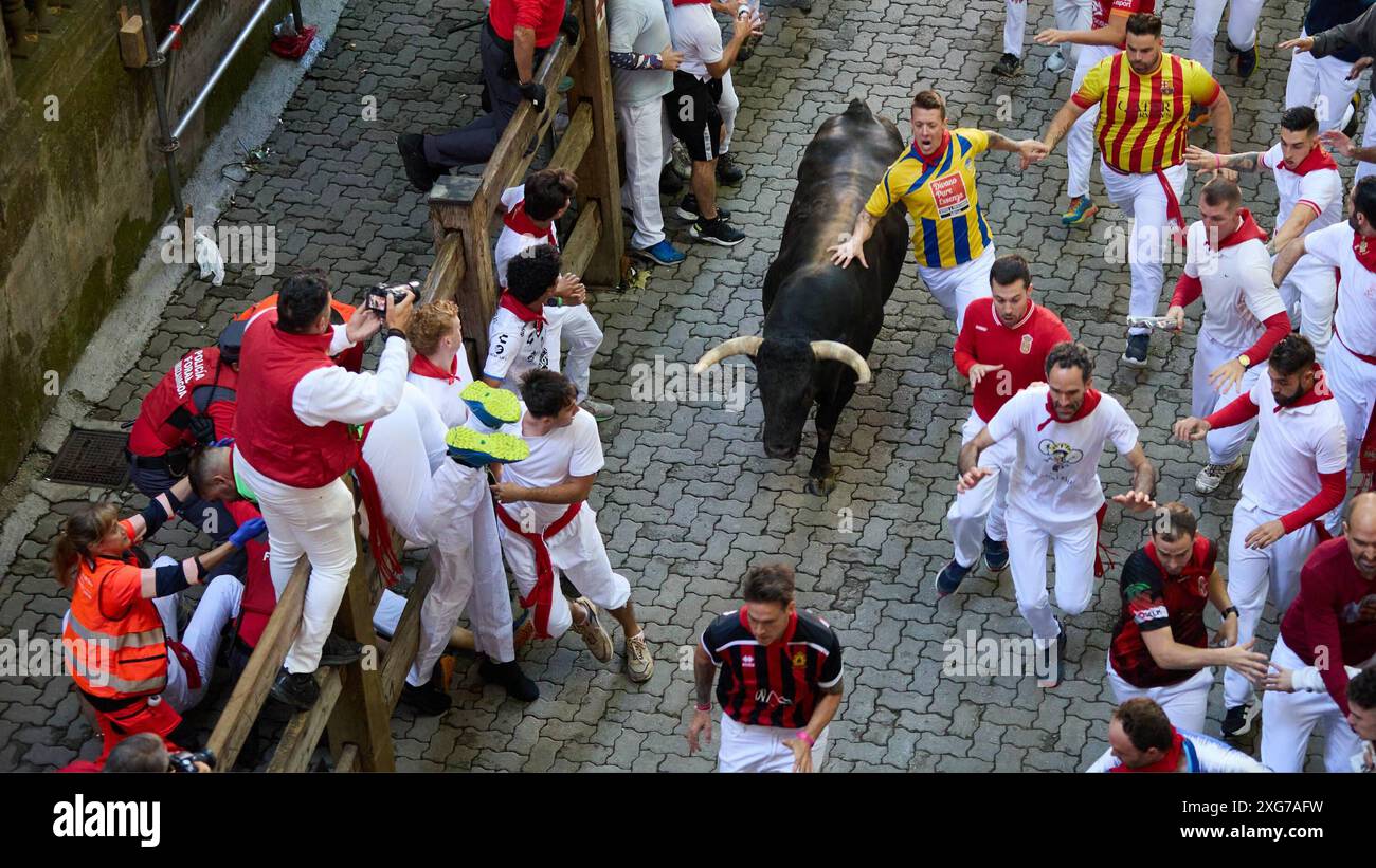 Pamplona, Navarra, Spain. , . Fiestas. Sanfermines. Primer encierro de ...