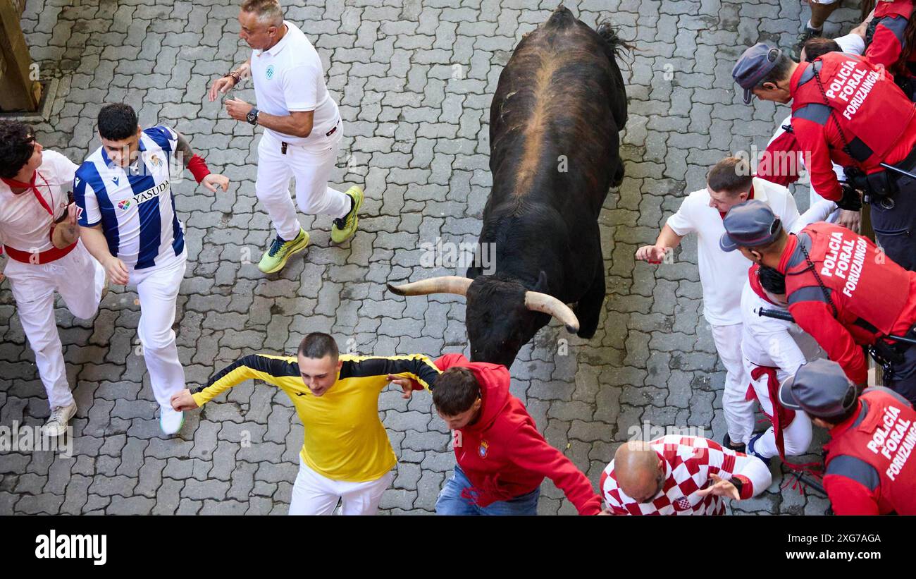 Pamplona, Navarra, Spain. , . Fiestas. Sanfermines. Primer encierro de ...