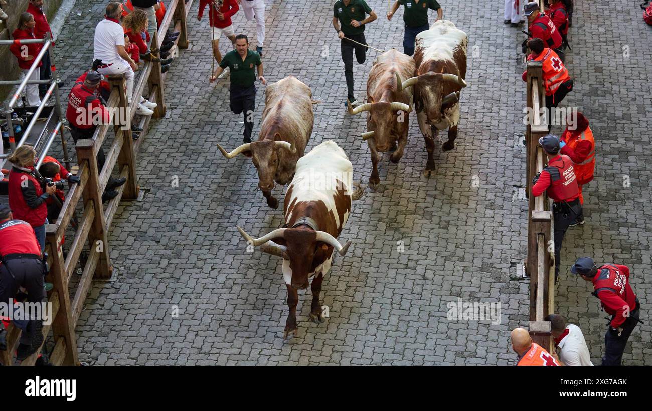 Pamplona, Navarra, Spain. , . Fiestas. Sanfermines. Primer encierro de ...