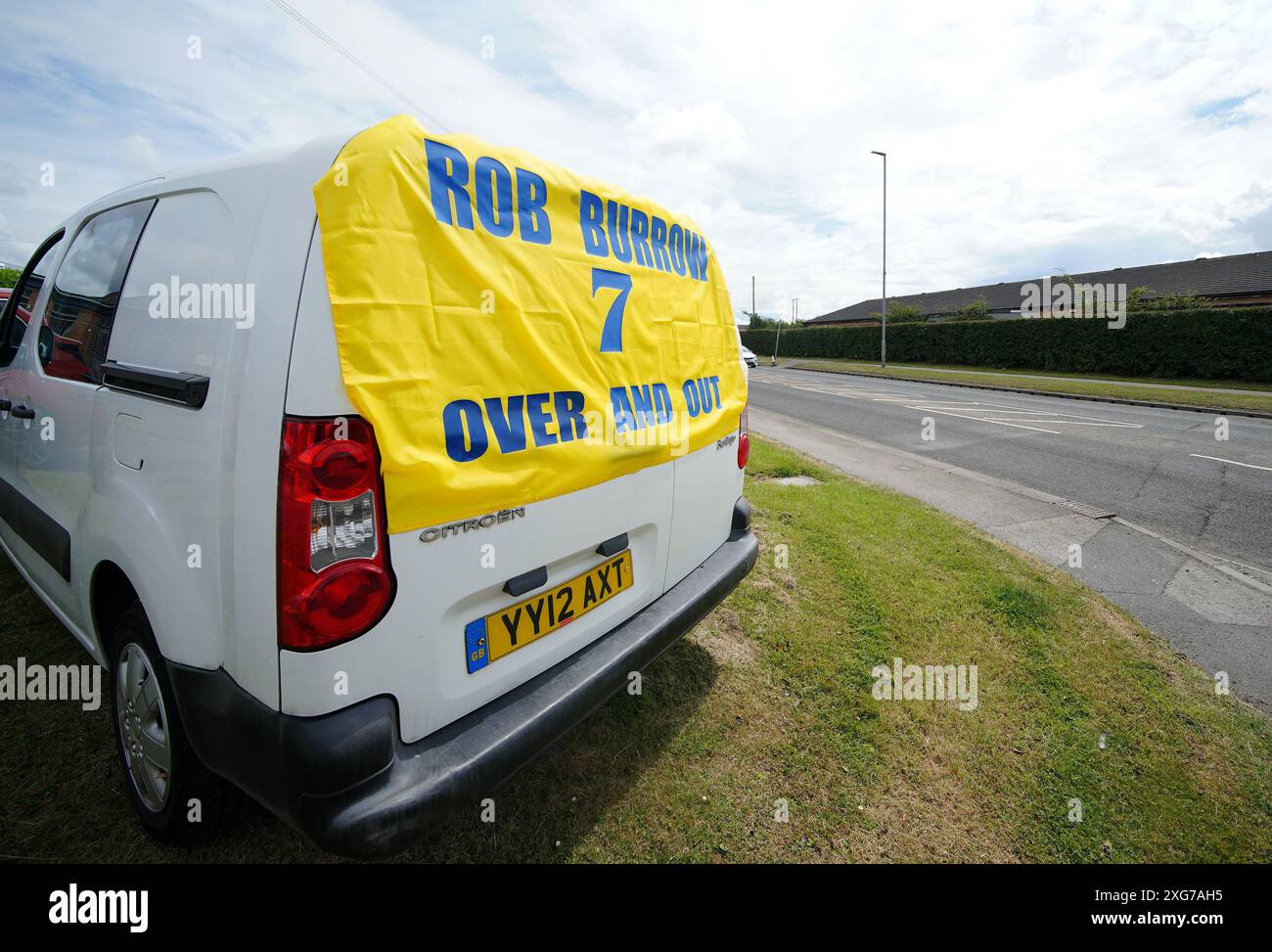 A banner in tribute to Rob Burrow in Featherstone town centre, West ...