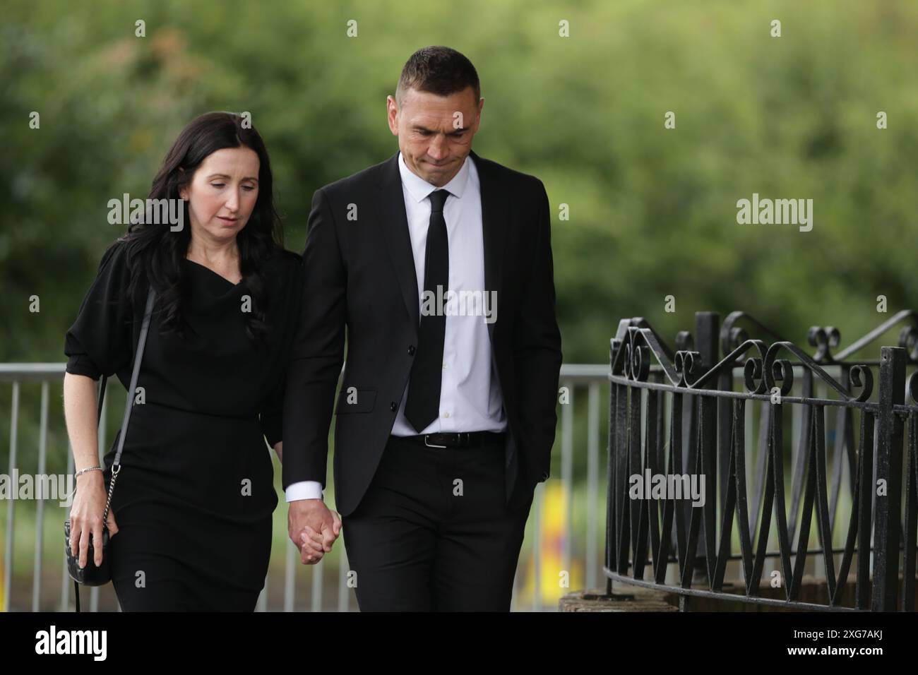 Jayne Sinfield and Kevin Sinfield arrive at Pontefract Crematorium ...