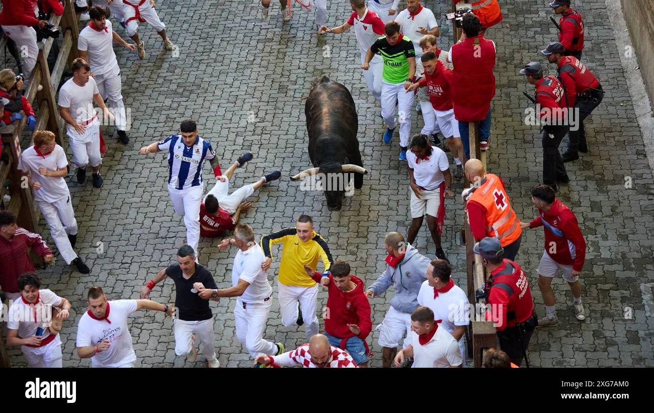 Pamplona, Navarra, Spain. , . Fiestas. Sanfermines. Primer encierro de ...