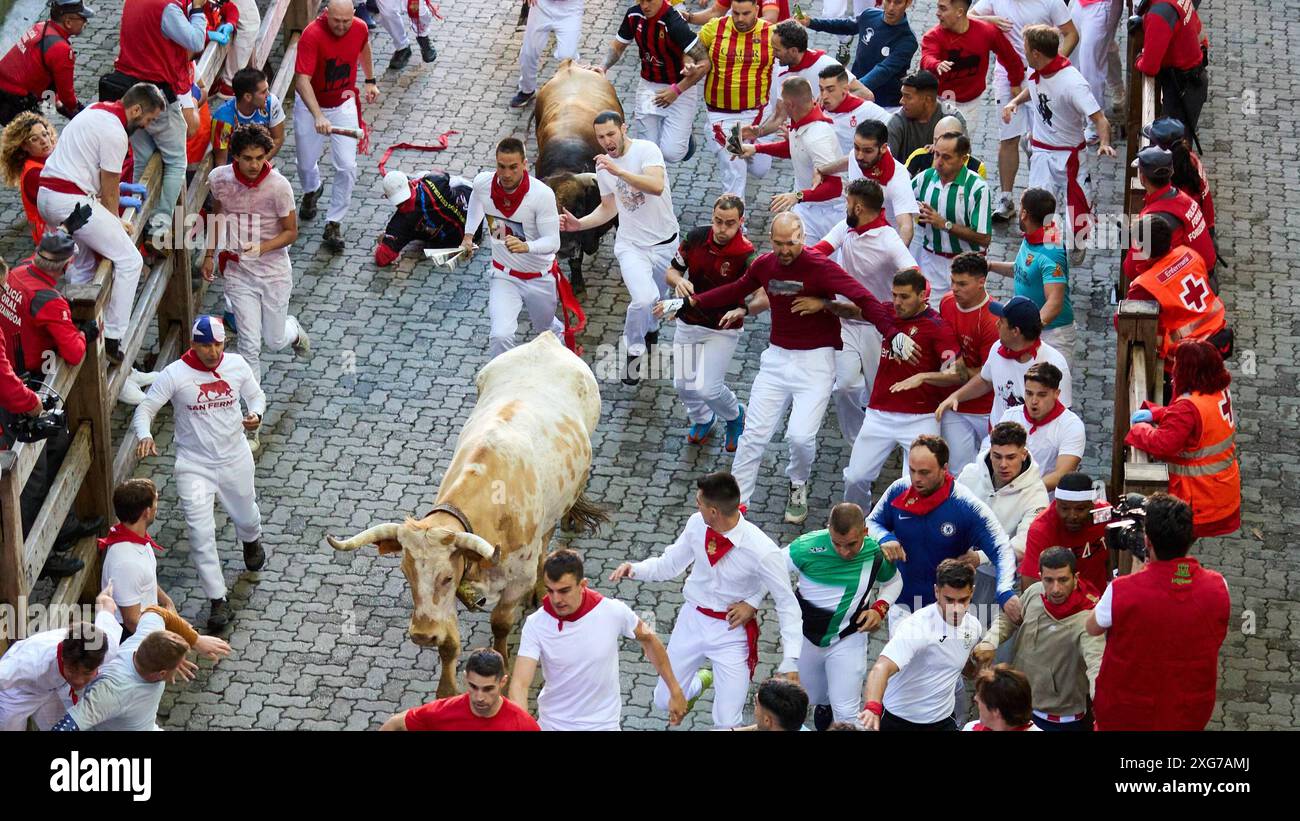 Pamplona, Navarra, Spain. , . Fiestas. Sanfermines. Primer encierro de ...