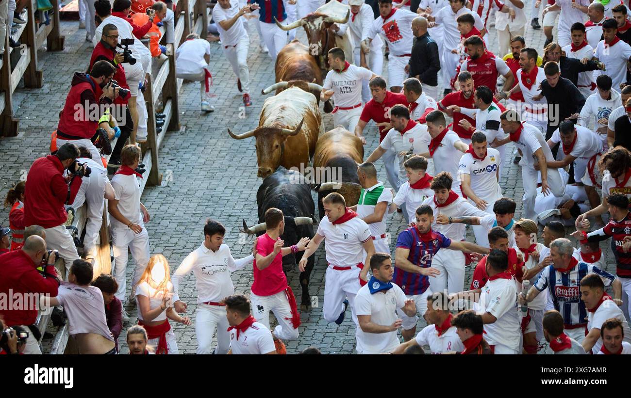 Pamplona, Navarra, Spain. , . Fiestas. Sanfermines. Primer encierro de ...