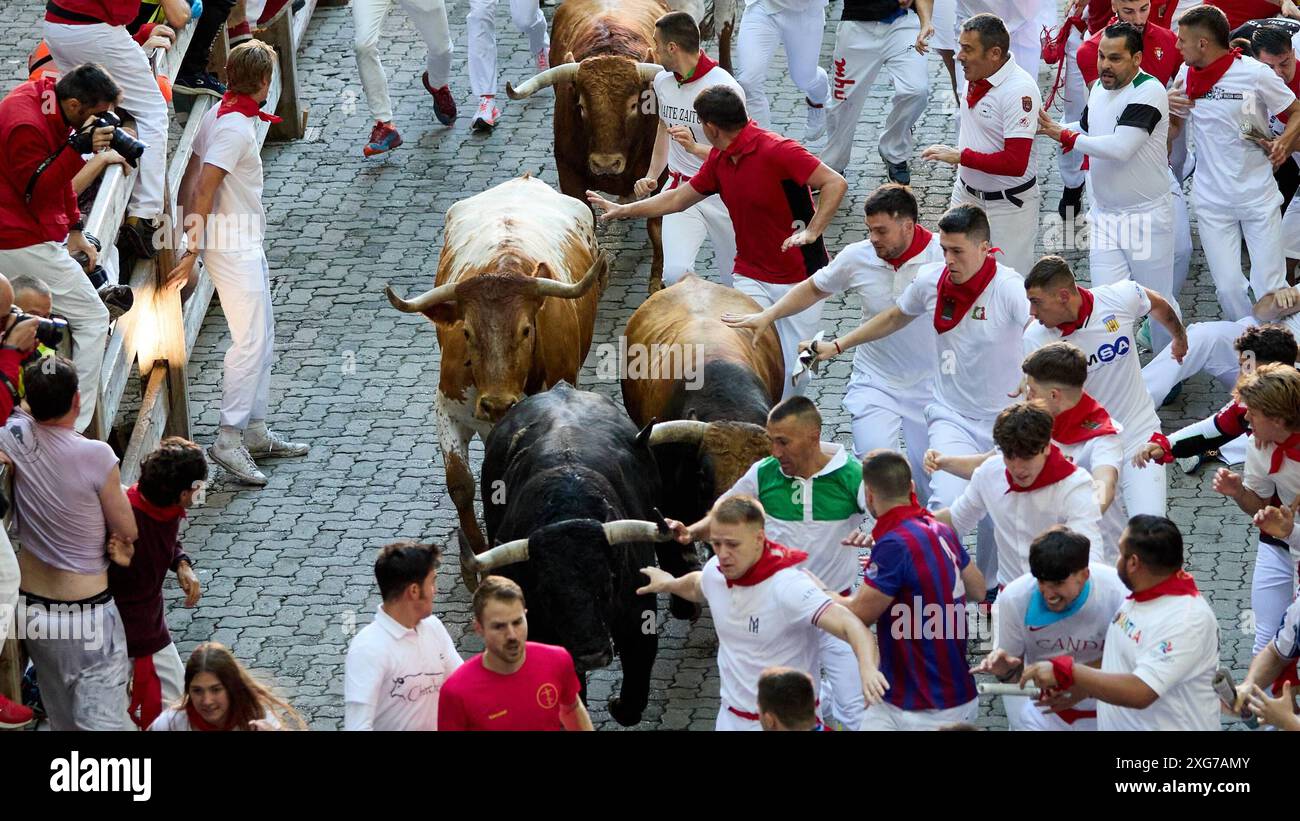 Pamplona, Navarra, Spain. , . Fiestas. Sanfermines. Primer encierro de ...