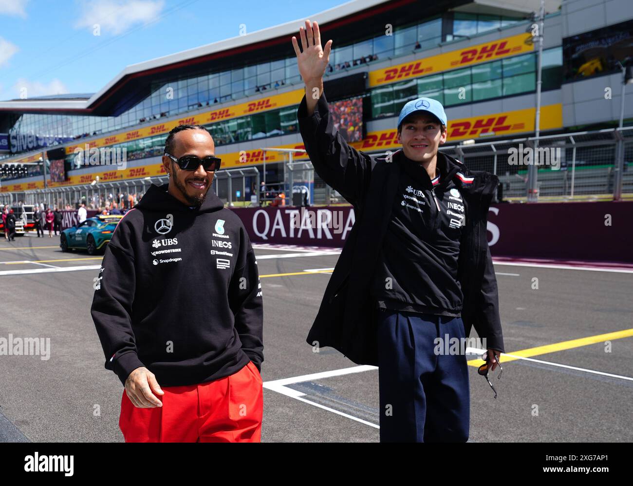 Lewis Hamilton and George Russell ahead of the race at Silverstone ...