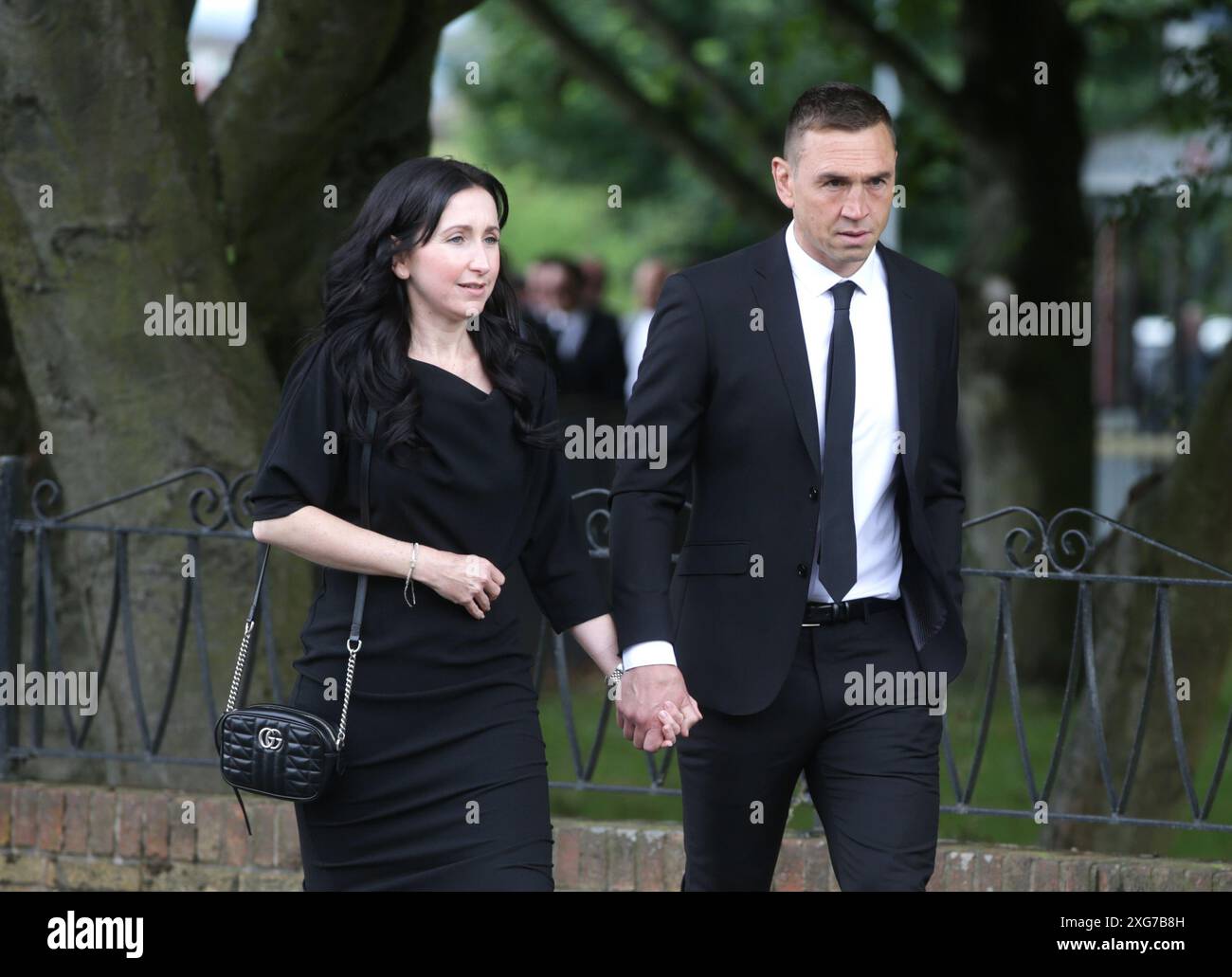 Jayne Sinfield and Kevin Sinfield arrive at Pontefract Crematorium ...