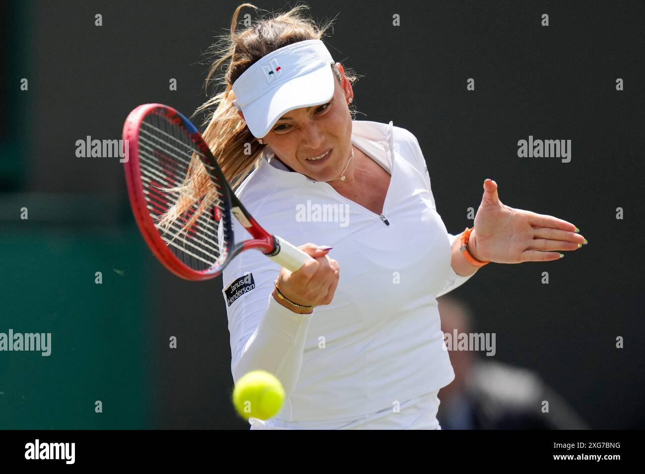 Donna Vekic of Croatia plays a forehand return to Paula Badosa of Spain ...