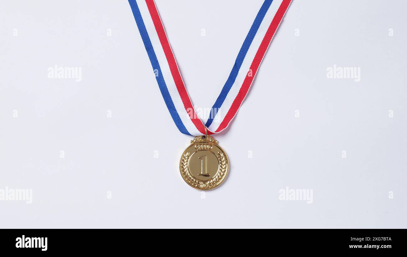 Gold silver and bronze demonstration trophy medals with ribbon for ...