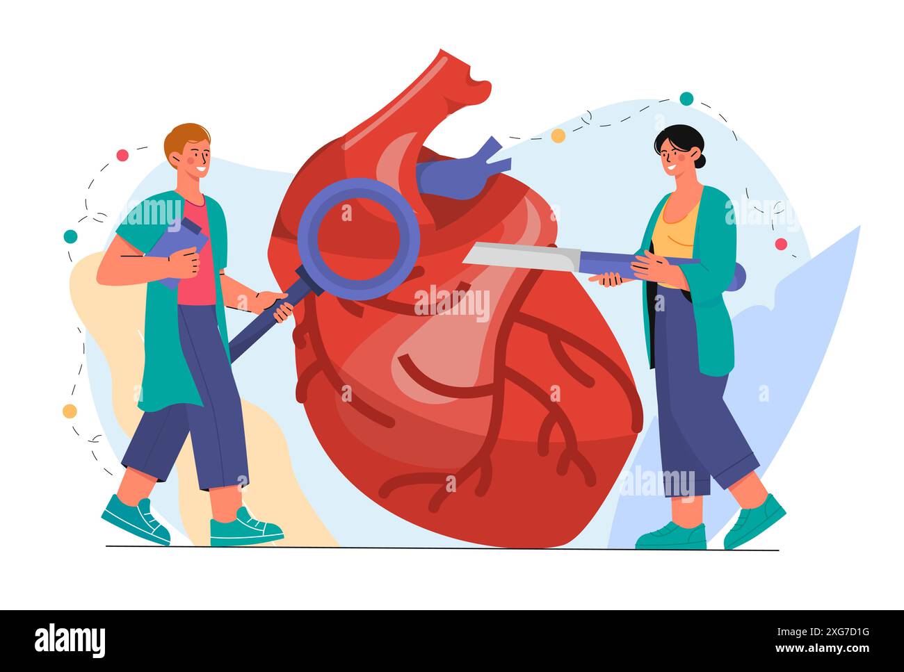 Surgeons with heart. Man and woman in medical uniform operating on ...