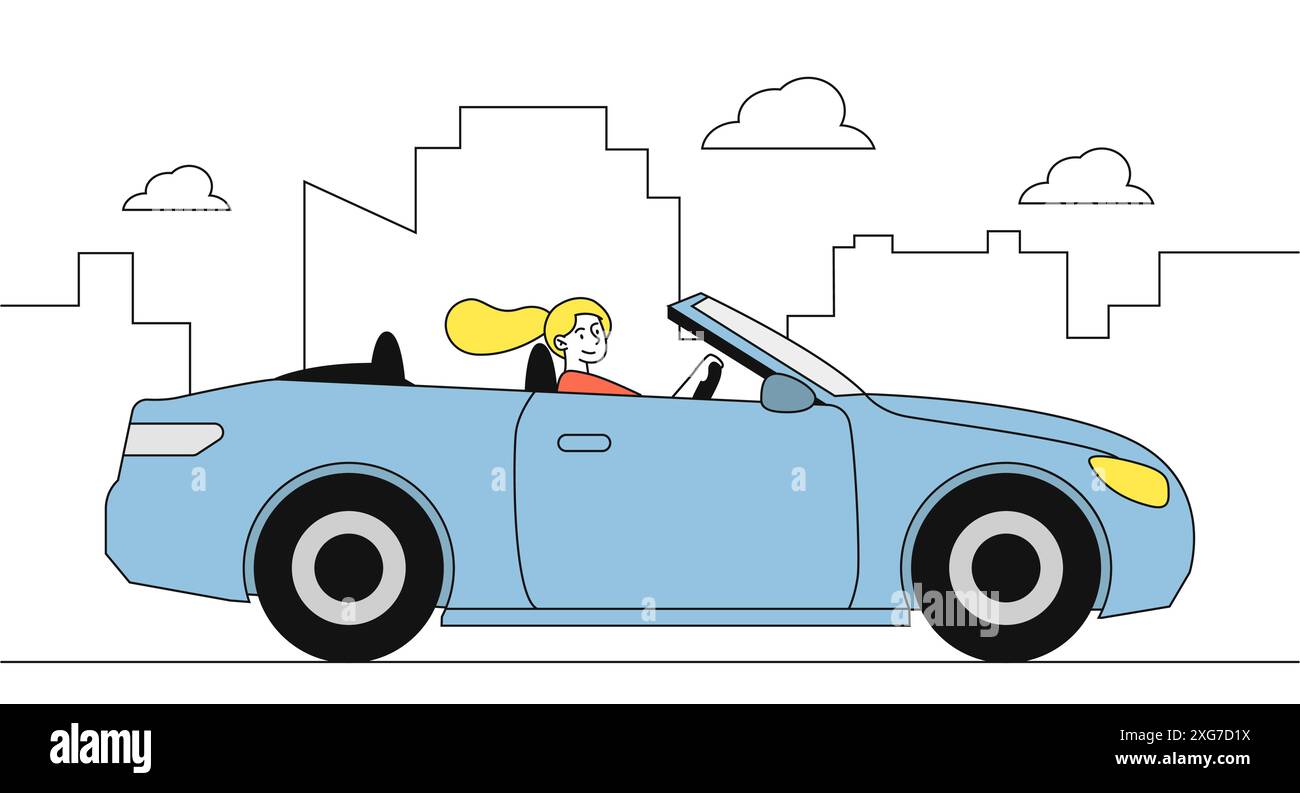 Driver in vehicle line drawing Stock Vector Images - Alamy