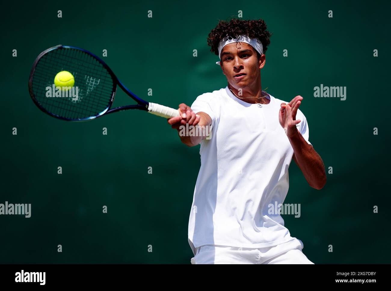 Kai-Luca Ampaw on day seven of the 2024 Wimbledon Championships at the ...