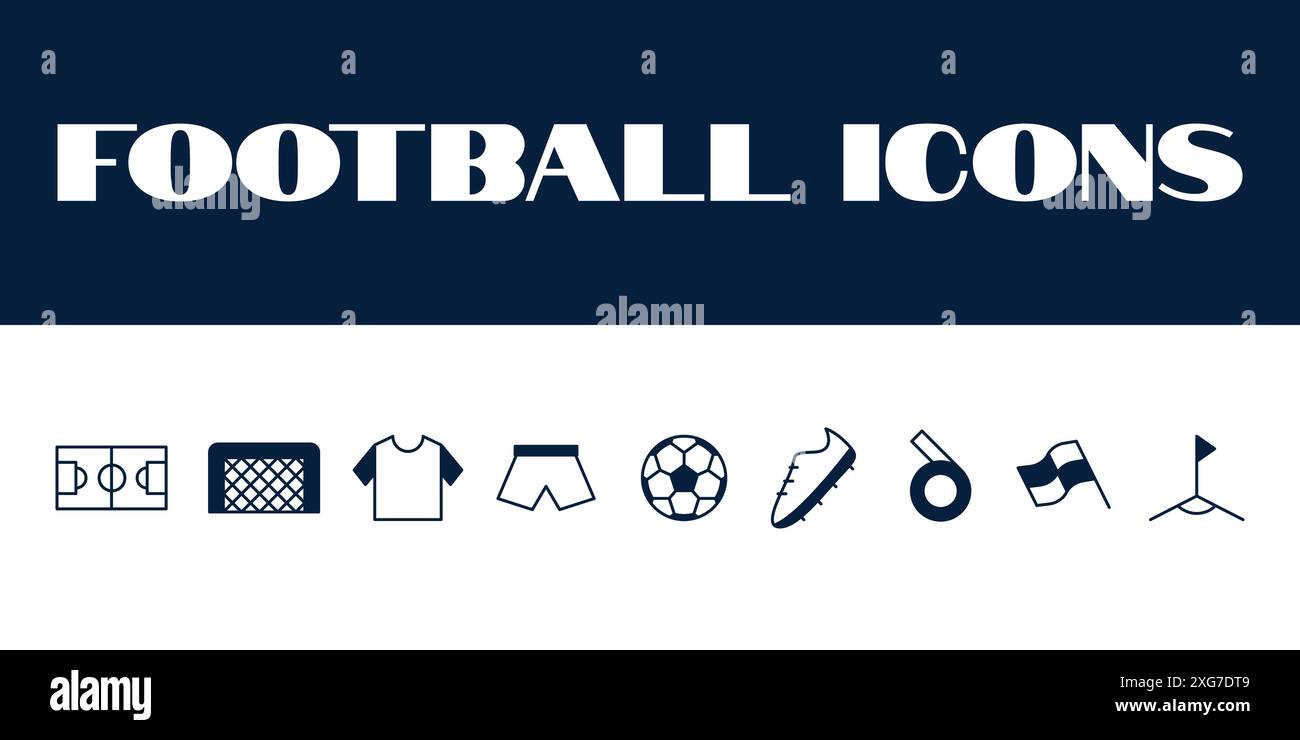 Soccer line icons set. Soccer Football icons vector. football sports ...