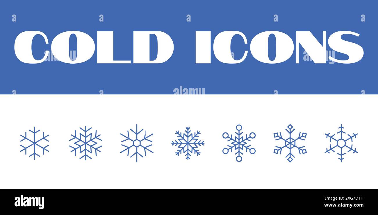 Cold Snowflakes icons set vector. Winter season vector icons. Cold Snow ...