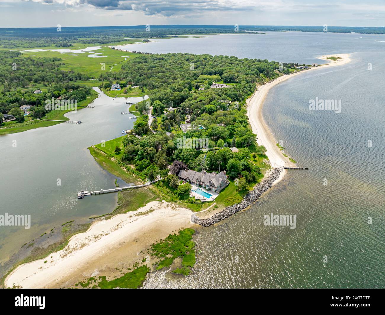 aerial view of red creek pond and area Stock Photo - Alamy