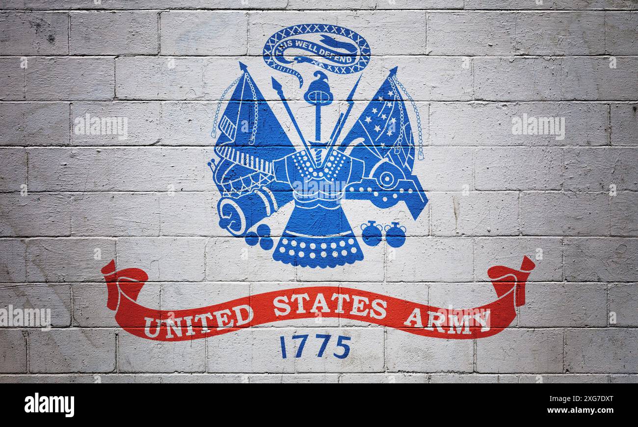 US Army Flag painted on a cinder block wall Stock Photo - Alamy