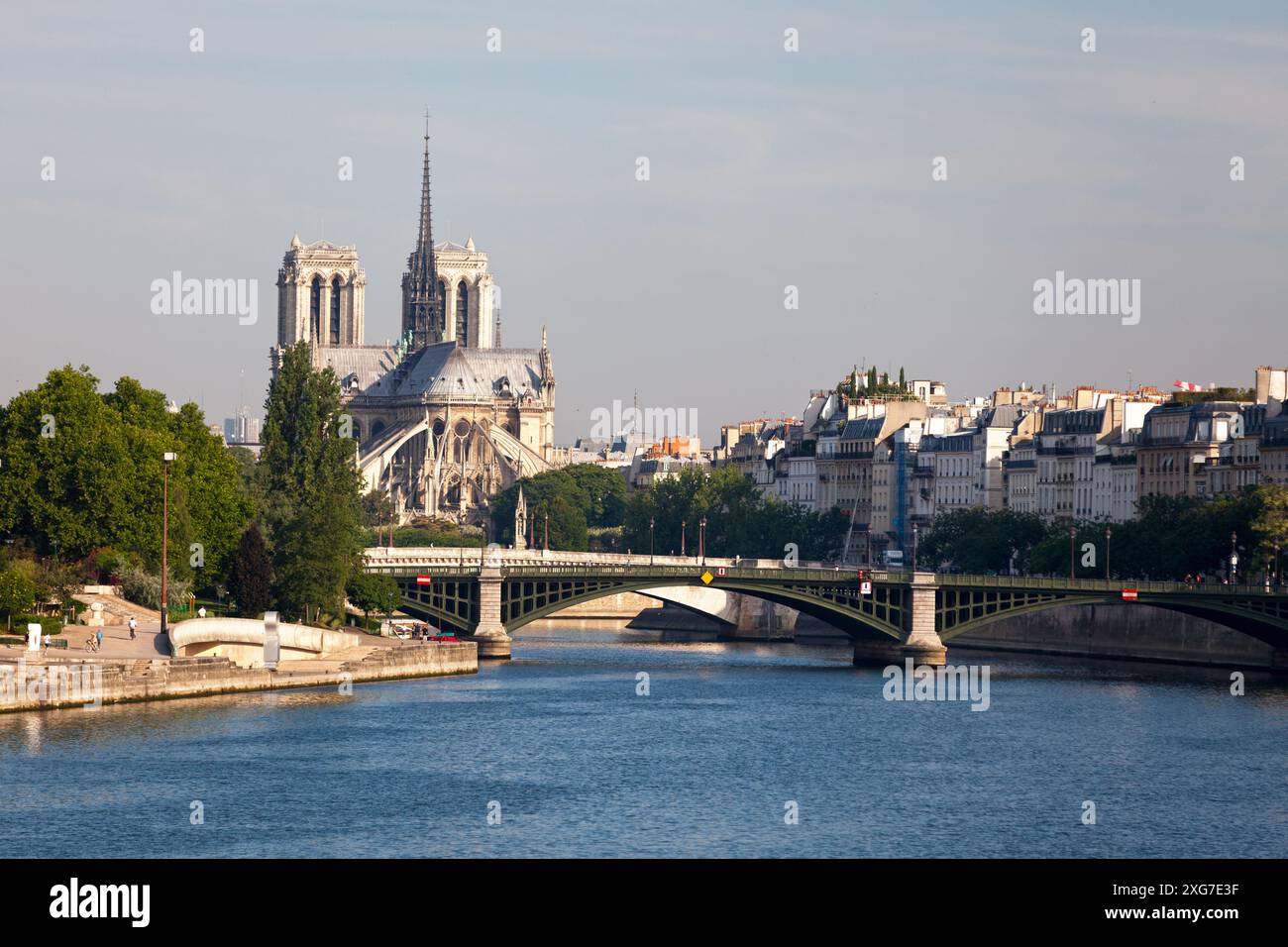 View of the Pont de Sully and Notre Dame de Paris by the Seine River ...